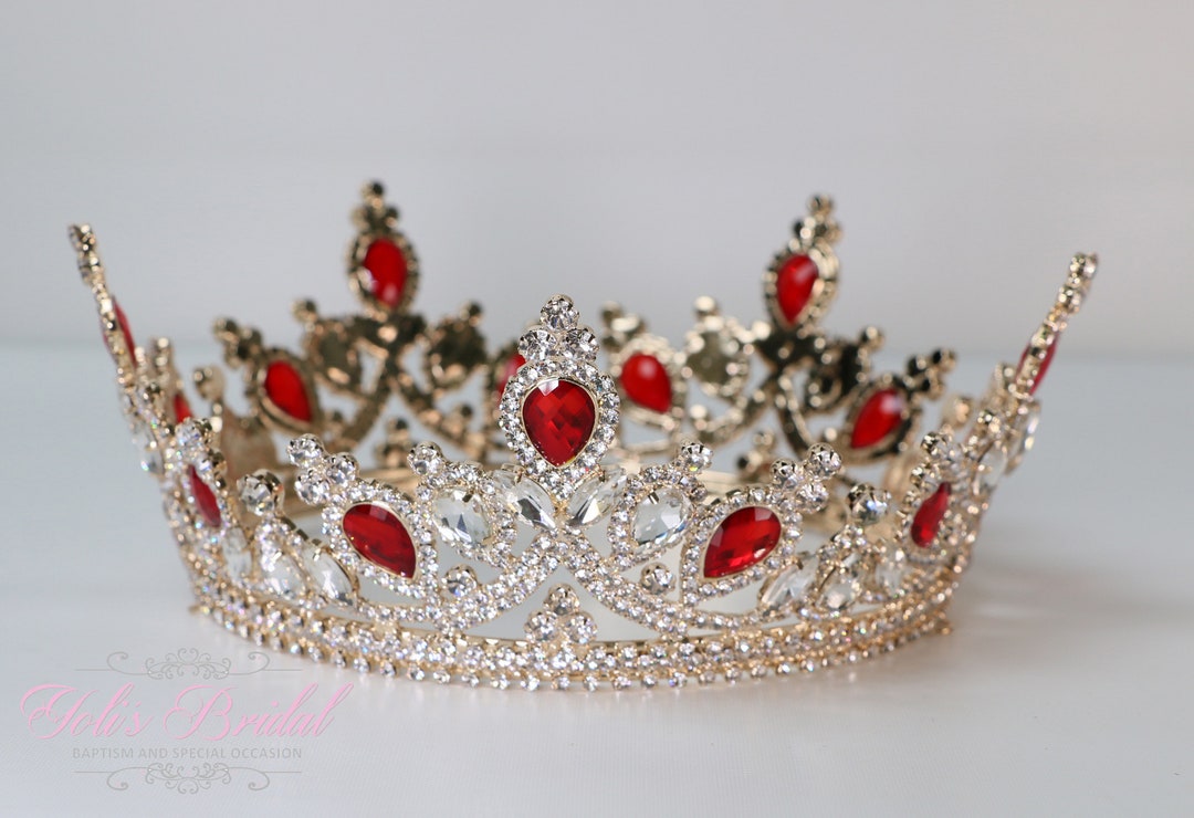 FAST SHIPPING!!! Beautiful Sparkling Gold With Red Stone Full Round ...