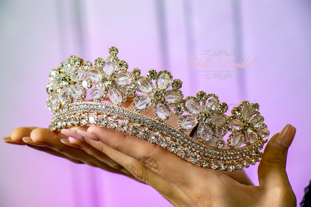 FAST SHIPPING! Gold Sparkling Tiara, Crystal Tiara, Wedding Tiara ...