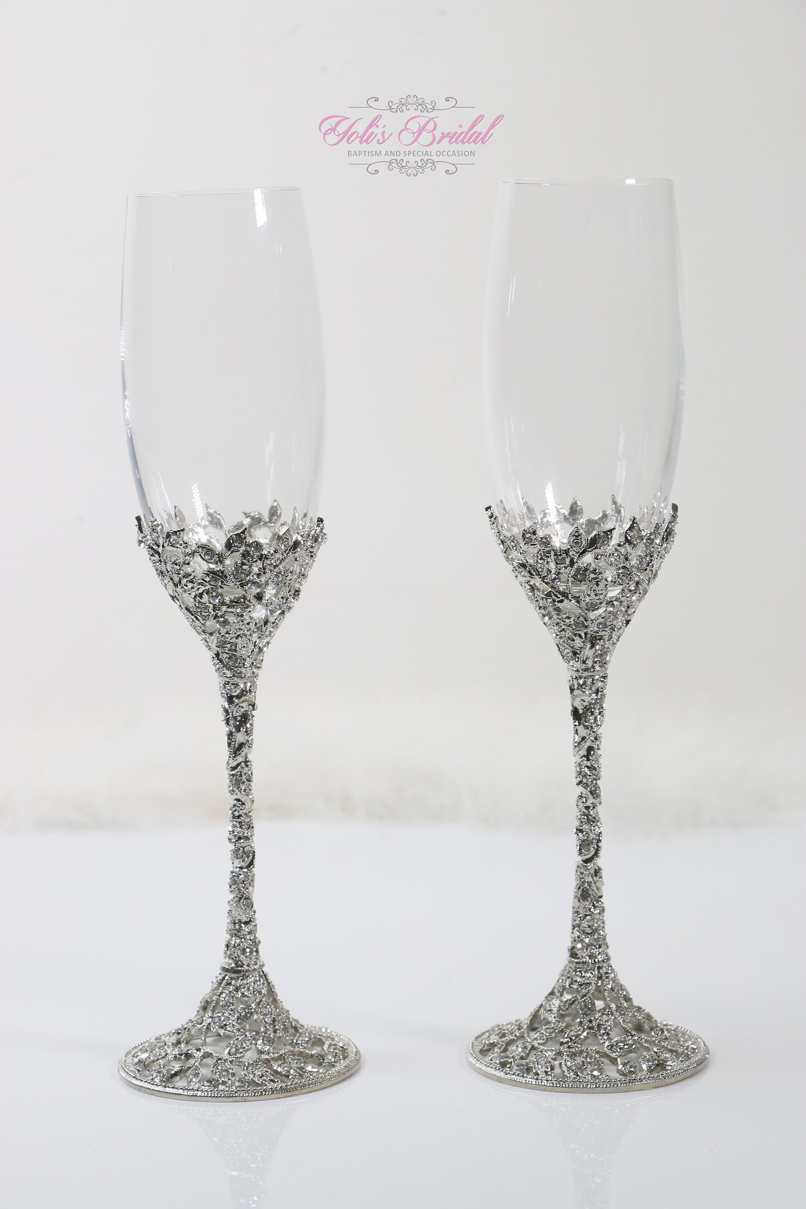 Swarovski Crystal Wedding Toast Set, Champagne Glasses, Weeding ...