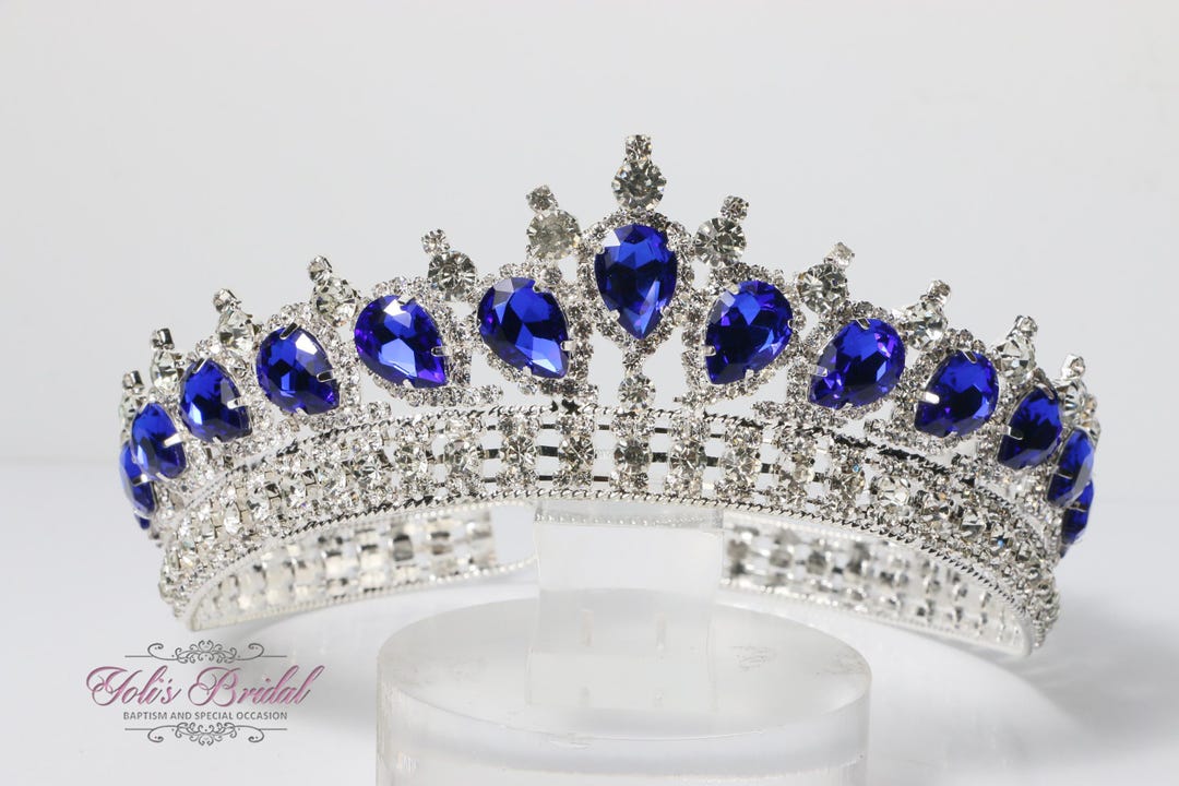 FAST SHIPPING!!! Silver With Blue Stones Tiara, Gorgeous Silver Tiara ...