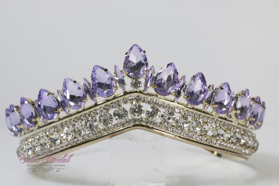 FAST SHIPPING! Gold With Lilac Stones Tiara, Gorgeous Gold Tiara, Lilac ...