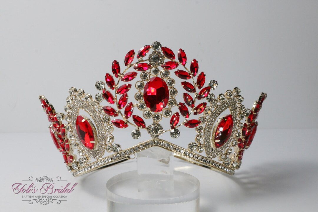 FAST SHIPPING! Gold With Red Stones Tiara, Gorgeous Gold Tiara, Red ...