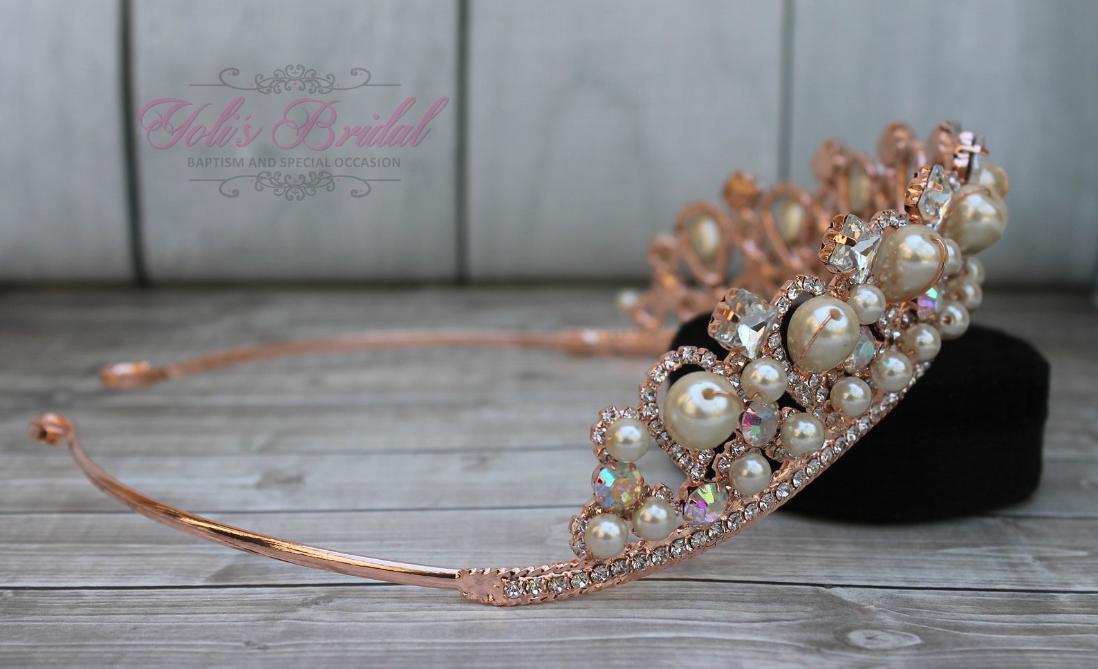 FAST SHIPPING! Beautiful Sparkling Rose Gold Pearl Tiara, Wedding Tiara ...