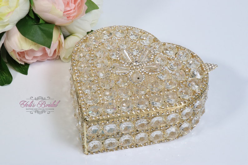 Gold Wedding Box, Lasso Box, Crystal Box, Treasure Chest, Wedding Gift ...