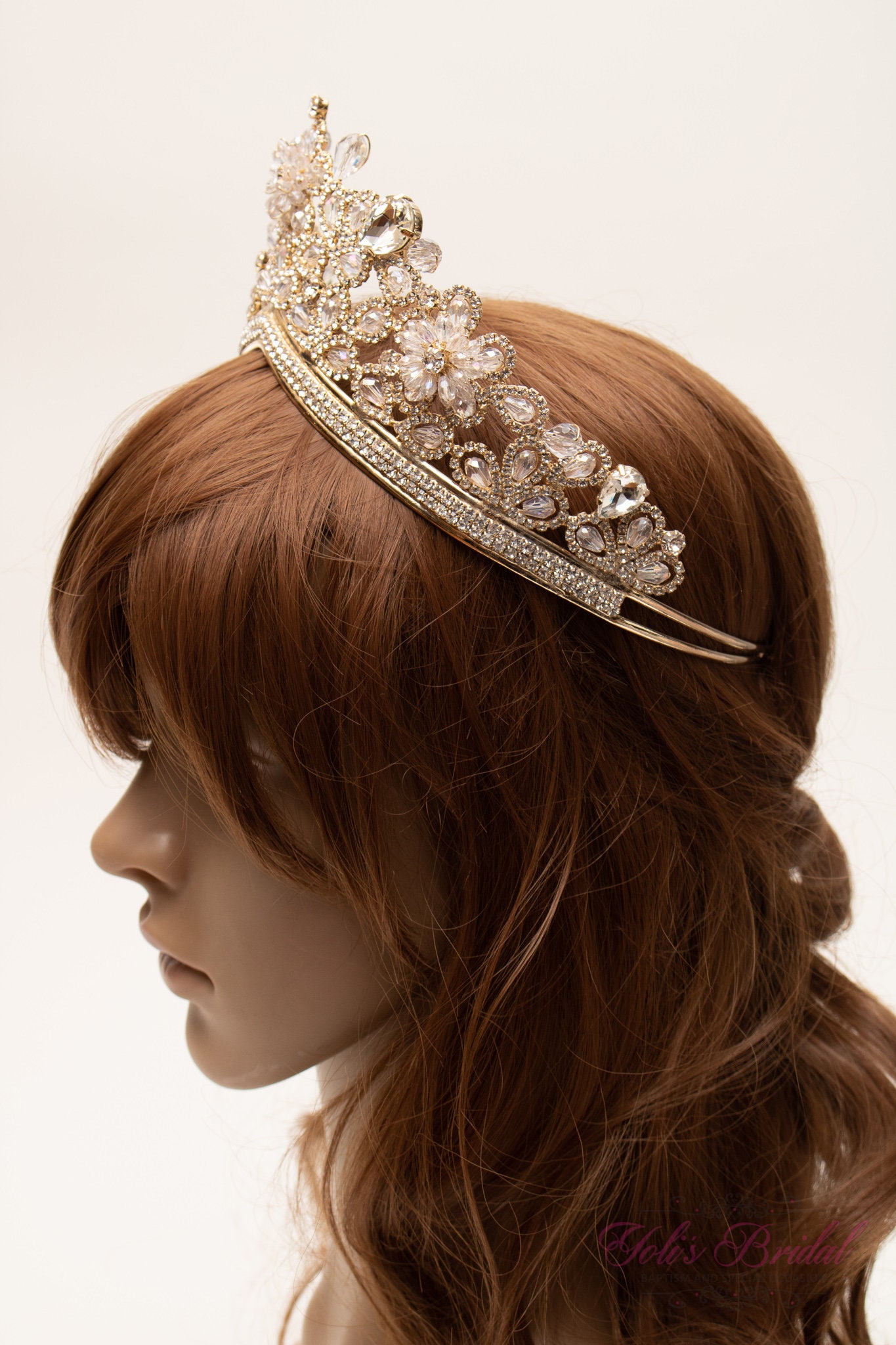 FAST SHIPPING Gold Sparkling Tiara Crystal Tiara Wedding | Etsy