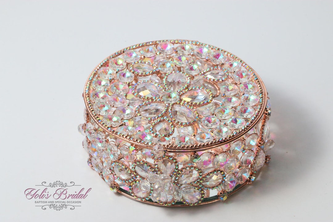 Rose Gold Beautiful Wedding Box, Lasso Box, Crystal Box, Treasure Chest ...