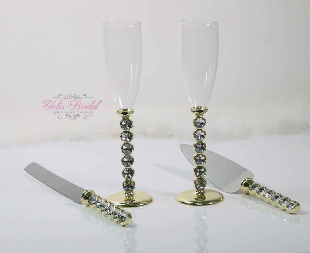 Fast Shipping!! Gold Wedding Toast Set, Champagne Glasses, Weeding ...