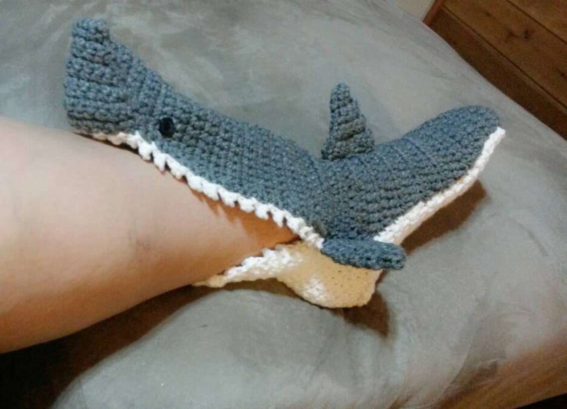Crochet Shark Socks Slippers Shoes Youth Men Women - Etsy Canada