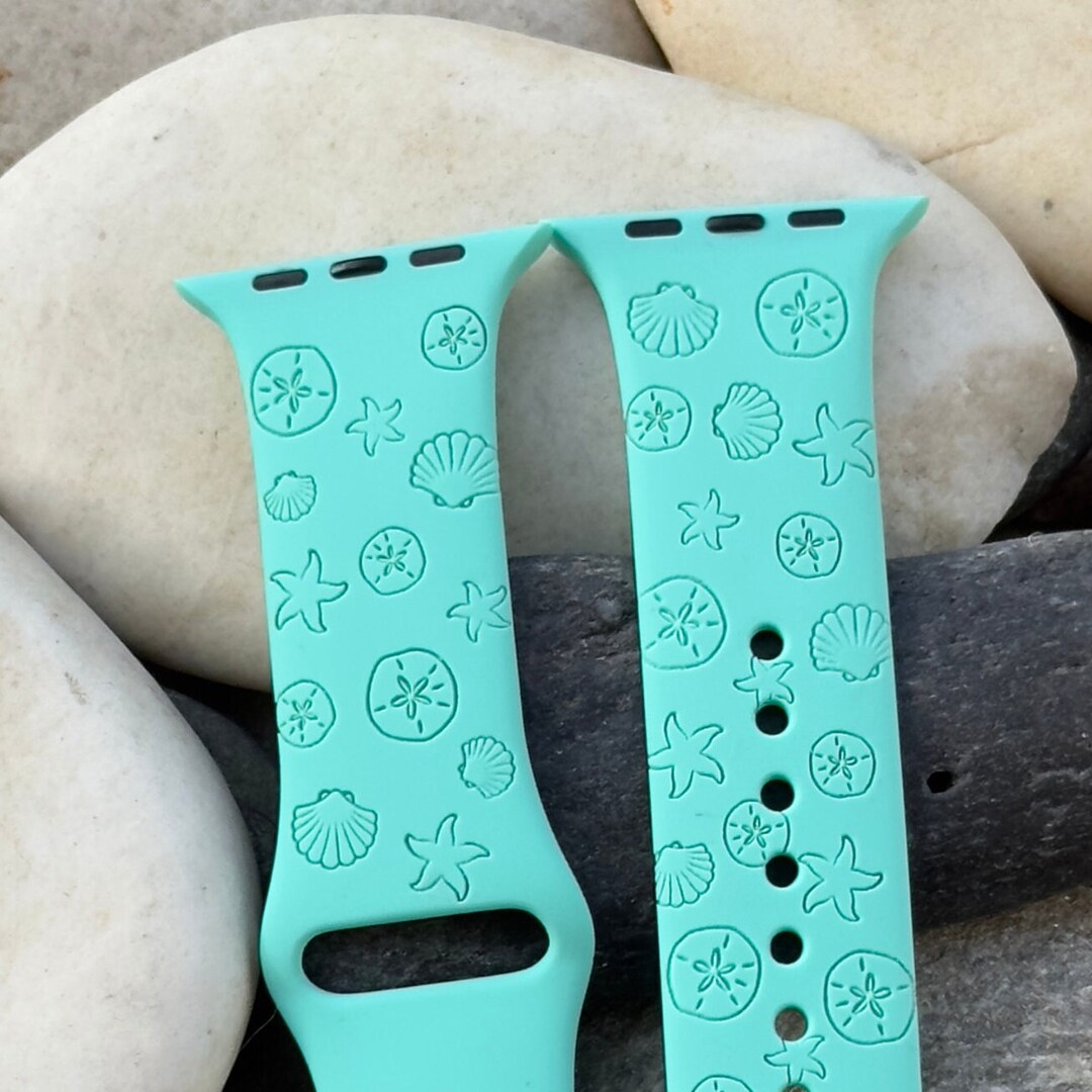 Costal Watch Band, Sea Shell Watch Strap, Laser Engraved Silicone ...