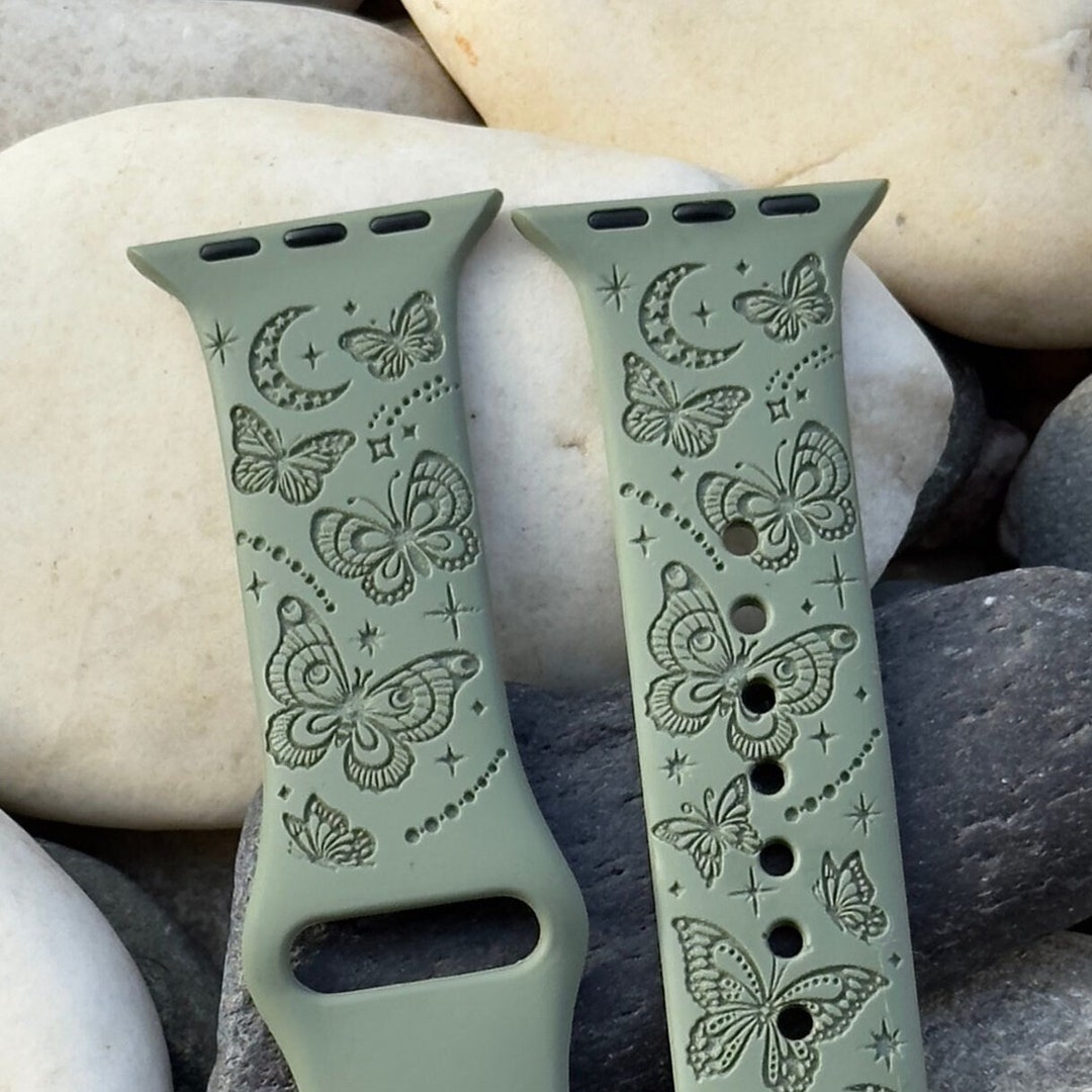 Boho Celestial Watch Band Butterfly Engraved Silicone Watch Strap That ...