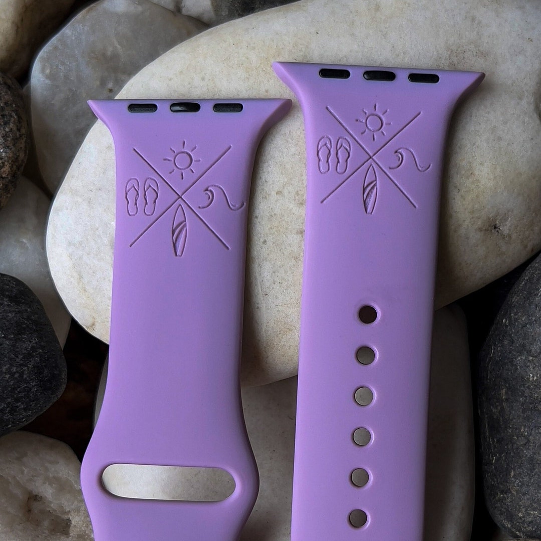 Surfer Beach Watch Band, Flipflop Watch Strap, Laser Engraved Silicone ...
