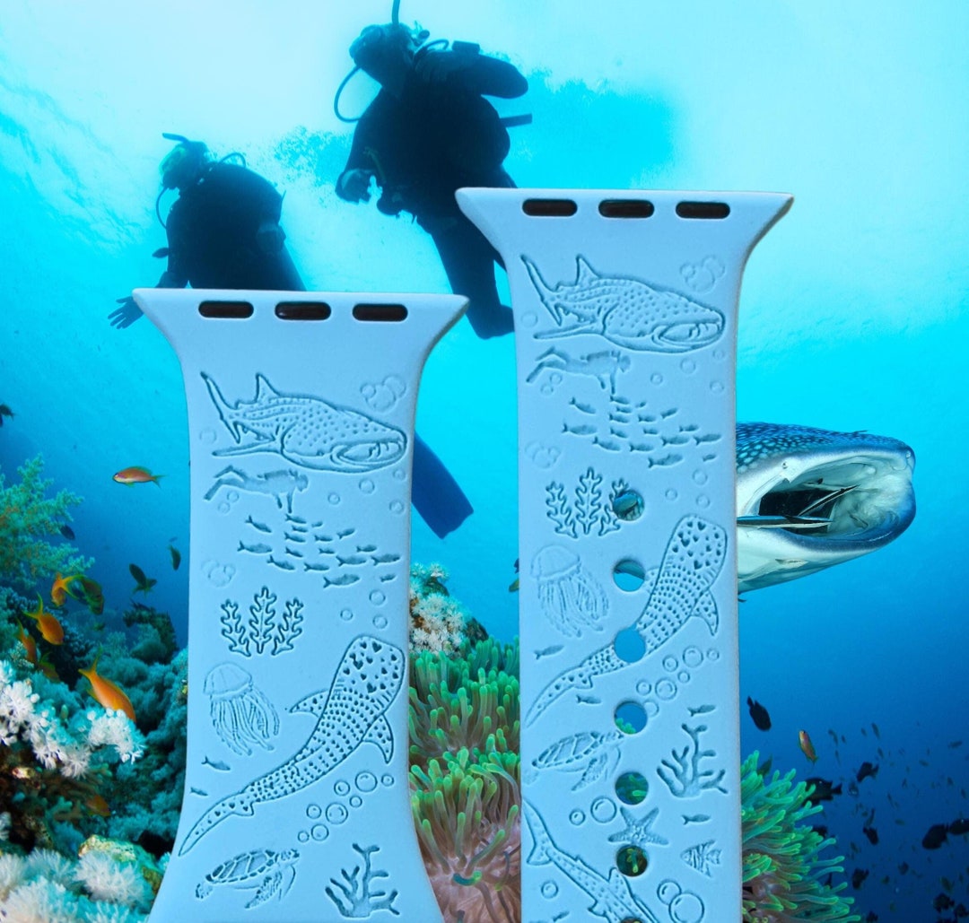 Whale Shark Watch Band, Laser Engraved Silicone, Shark Watch Strap ...