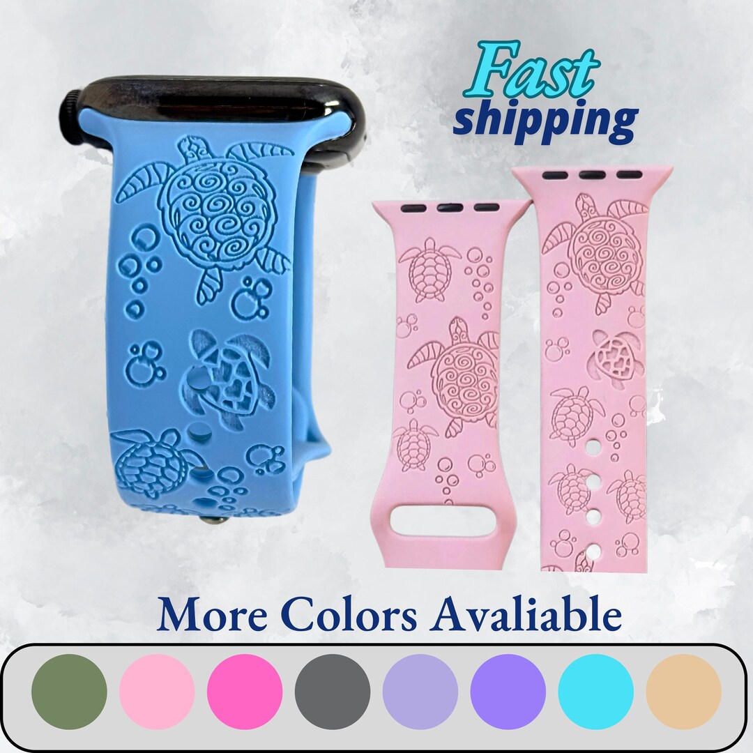 Personalized Sea Turtle Watch Band Engraved Silicone Strap Compatible ...