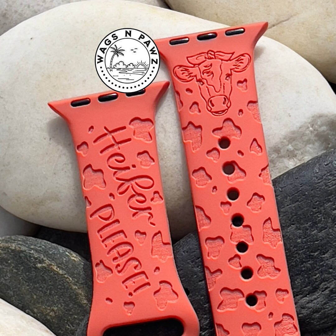 Cow Print With Heifer Please Silicone Engraved Watch Band or - Etsy