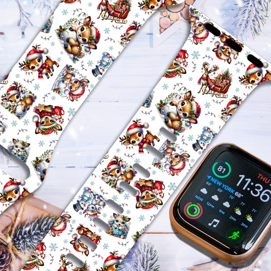 Christmas Watch Band, Cute Reindeer Watch Strap, UV Printed Band ...