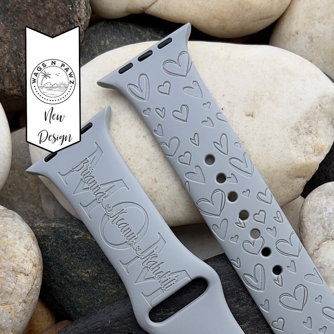 Mom Band With Lots OF Hearts That is Laser Engraved on A Silicone Watch ...