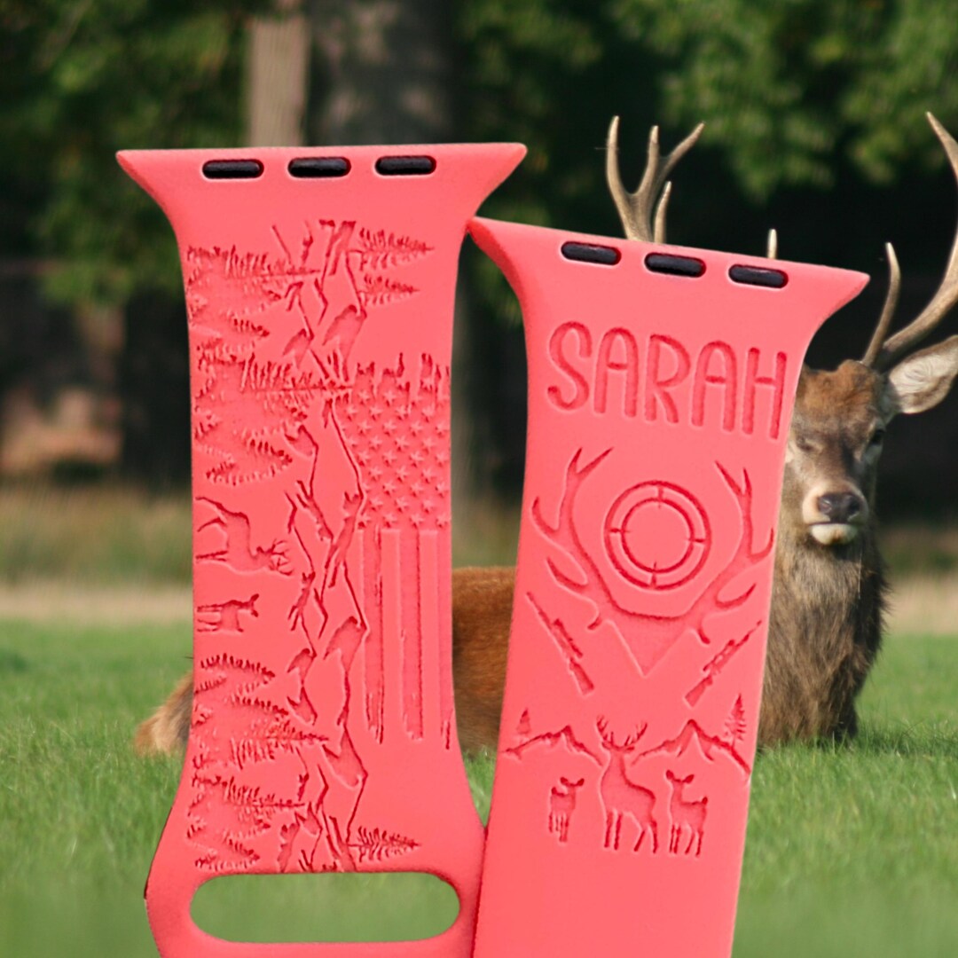 Engraved Deer Hunting Watch Band: Mountain Scene Silicone Strap - Etsy