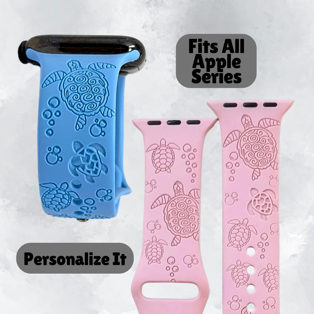 Personalized Sea Turtle Watch Band Engraved Silicone Strap Compatible ...
