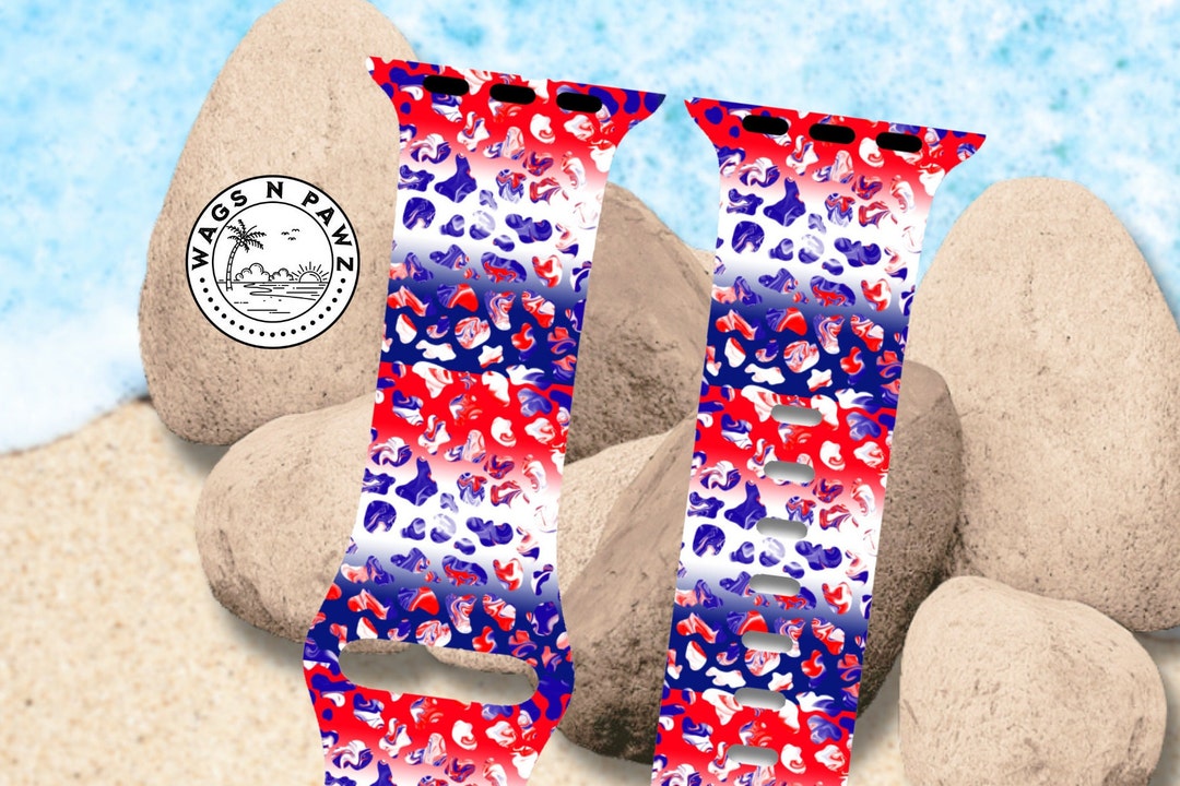 Red White Blue Animal Print Watch Bands, Personalize It, UV Printed ...