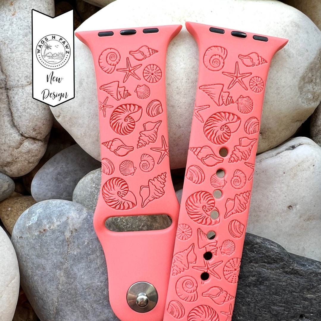 Seashell Watch Band Silicone Laser Engraved Watch Band Sea Shell Watch ...
