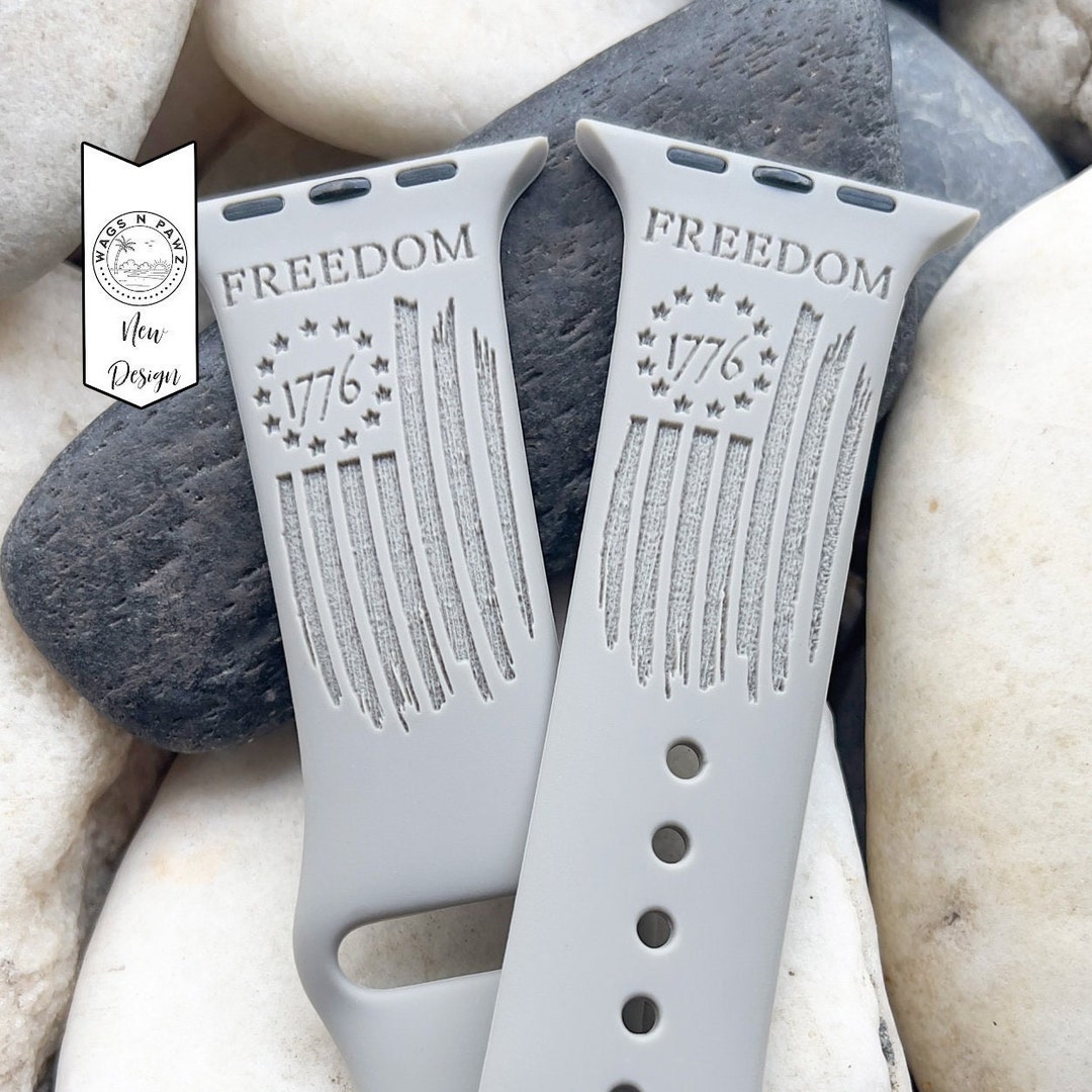 American Flag 1776 Freedom Watch Band , Silicone Laser Engraved Watch ...