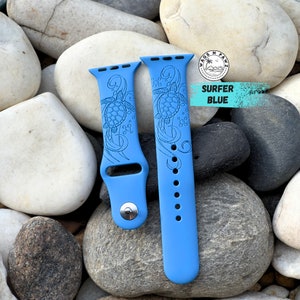 Sea Turtle Laser Engraved Silicone Watch Band, Personalized Watch Strap ...