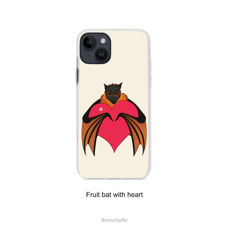 Cute Chibi Bats With Heart Phone Case, Fits iPhone and Samsung, I15 ...
