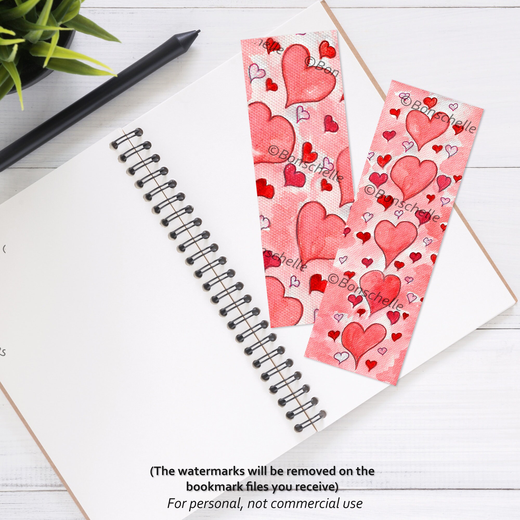 Red Love Hearts Printable Bookmarks Cute Digital Download - Etsy