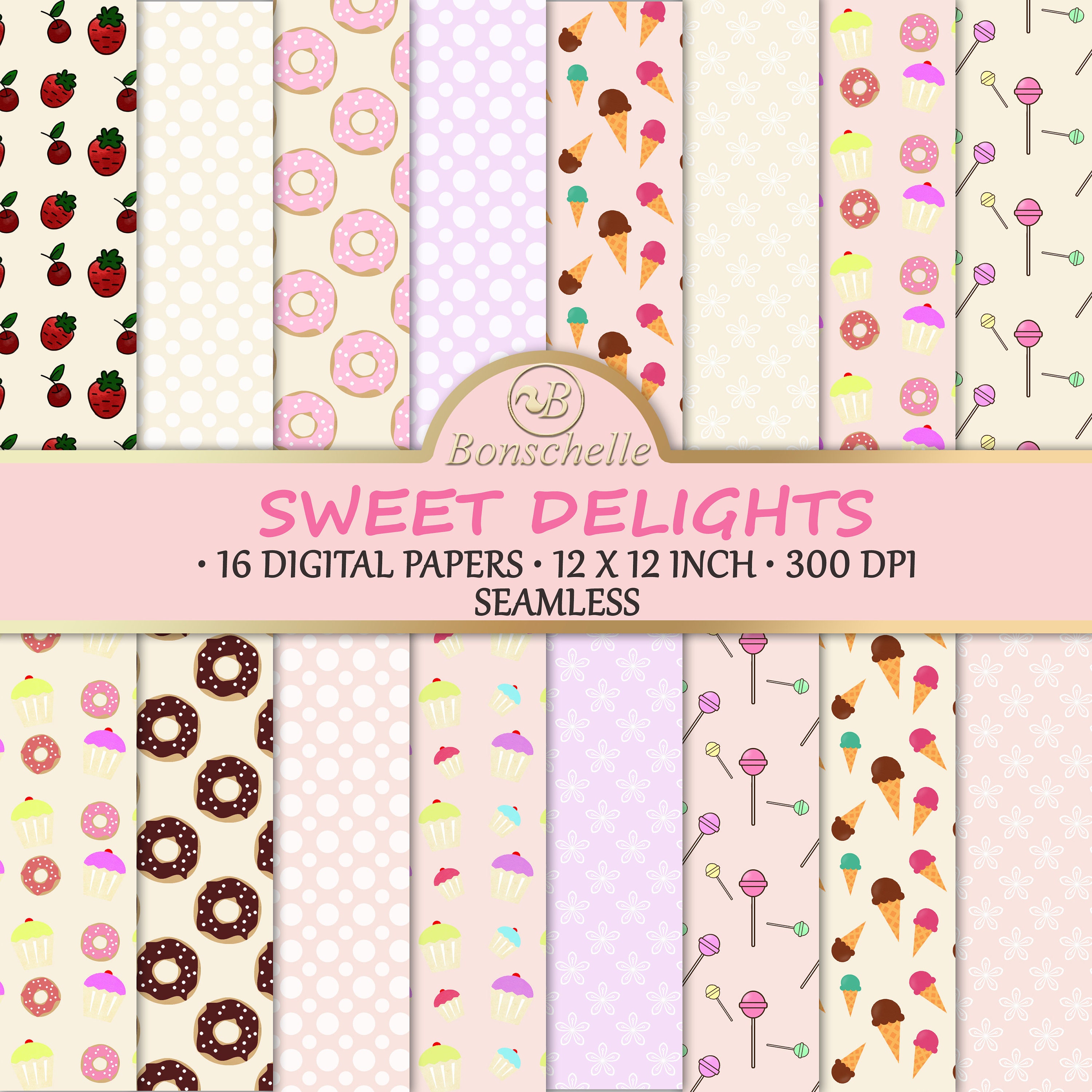 Sweet Candy Food Digital Printable Papers, Instant Digital Download ...