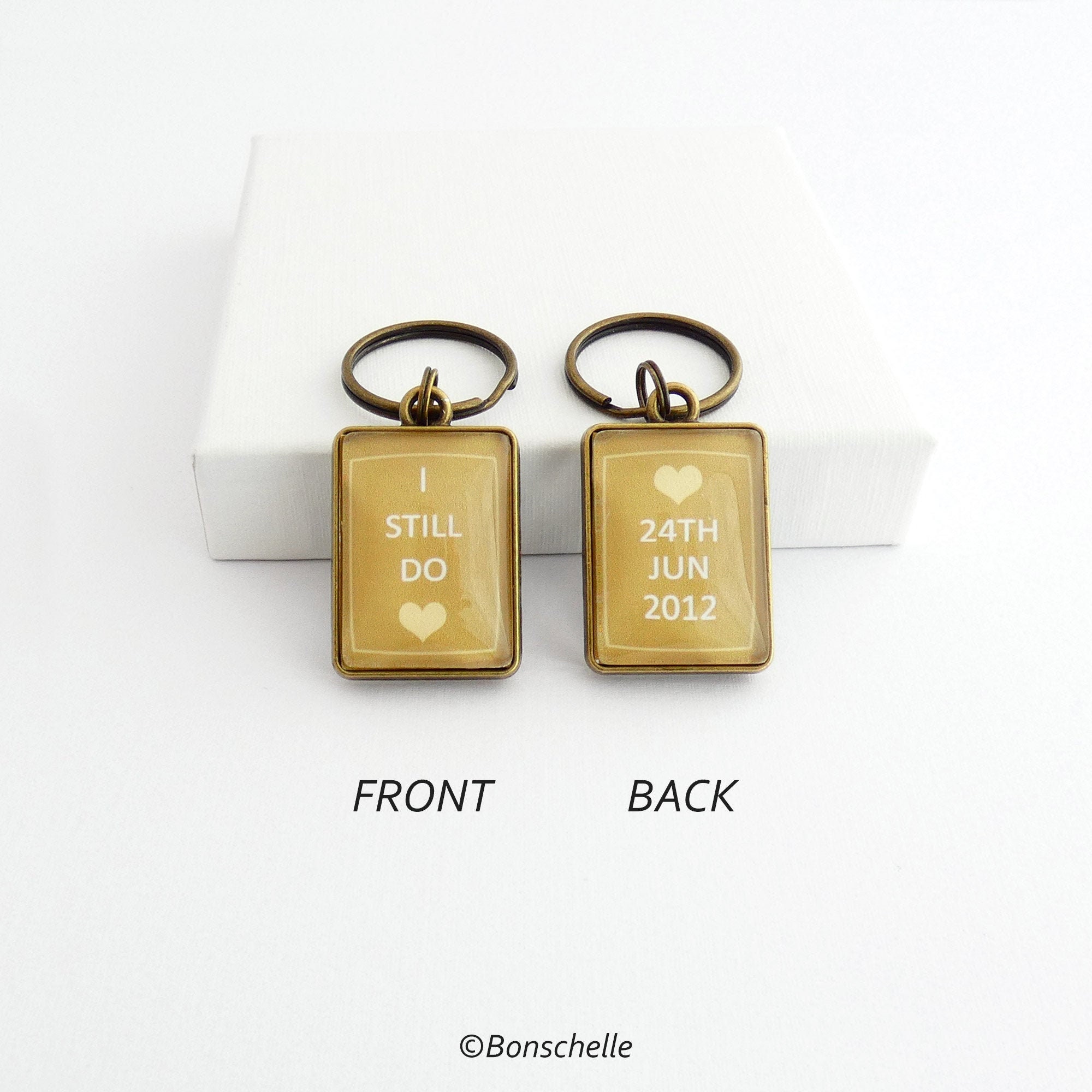 Bronze Anniversary Date Keyring Gift, Personalised Custom Date 8th ...