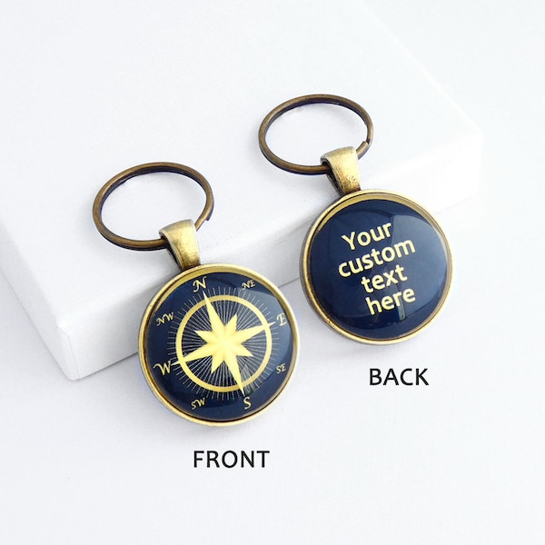 Engraved Compass Keychain - Etsy