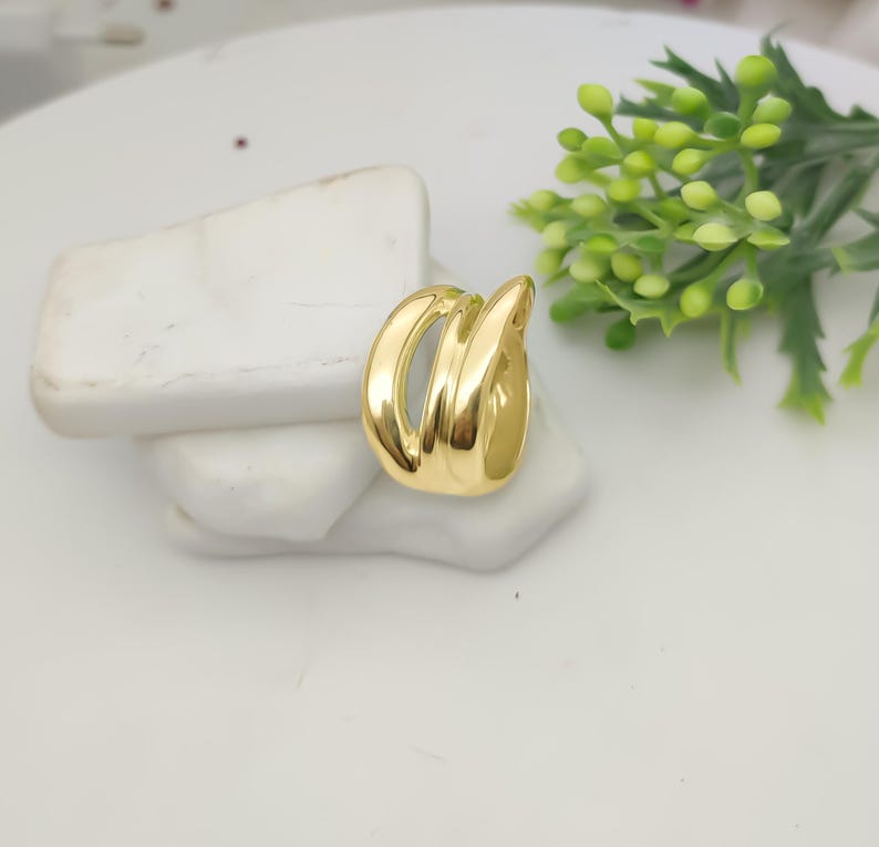 Modern Gold Chunky Ring • Wide Minimalist Statement Ring • Bold ...