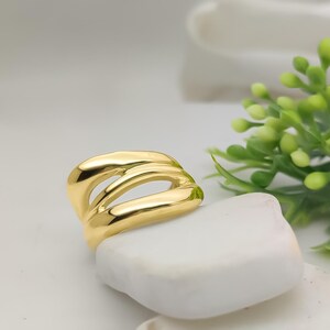 Modern Gold Chunky Ring • Wide Minimalist Statement Ring • Bold ...
