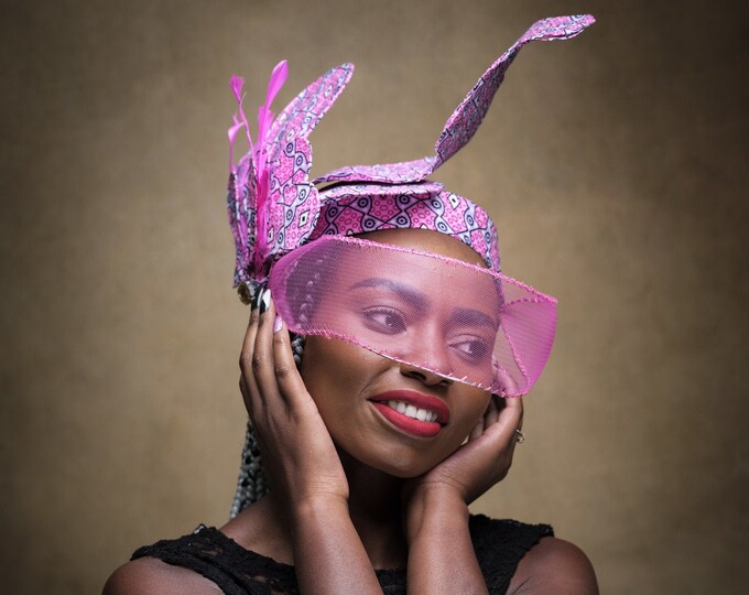 African Print Pink Ankara Print With Mesh Visor / Visor Hat / Women's ...