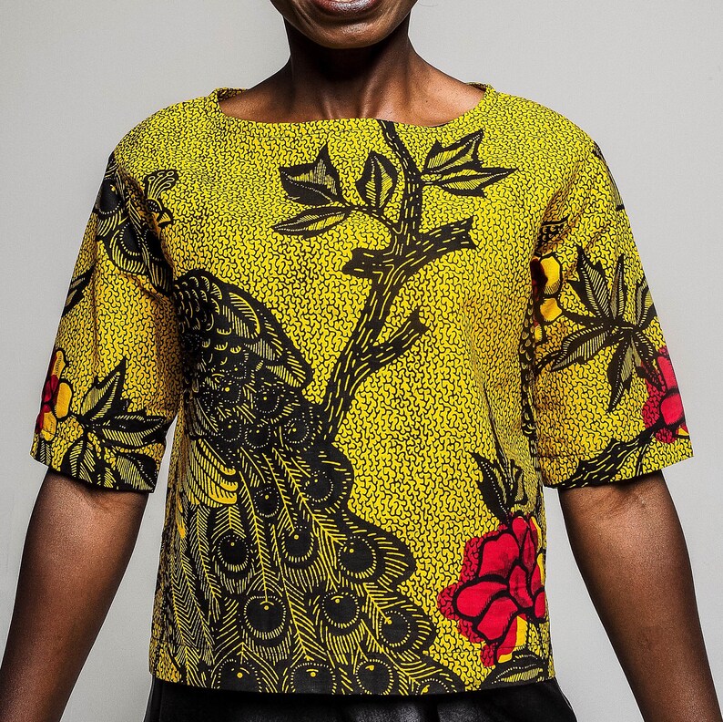 Ankara T Shirt. Crop Top African Peacock Print Crop Top. Festival Crop ...