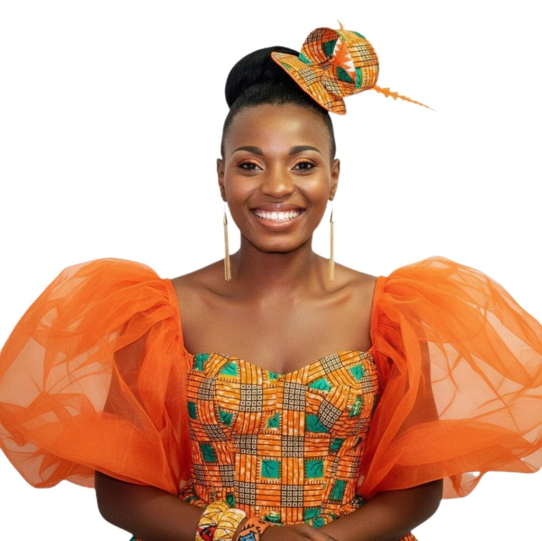 African Print Fascinator Headpiece Hair Accessory With Feathers Made in ...