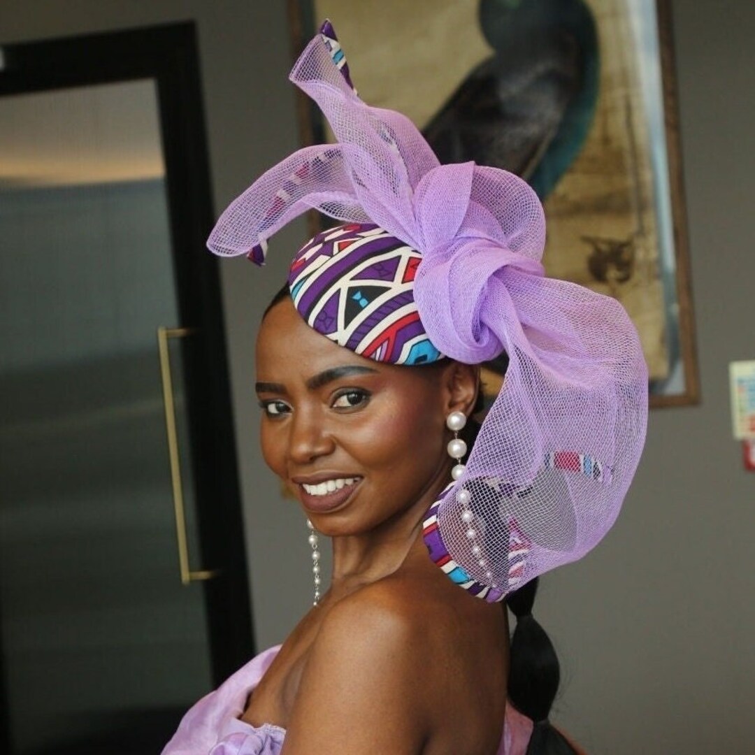Lilac African Zulu Print Fascinator by Tayameaca – Handmade Headpiece ...