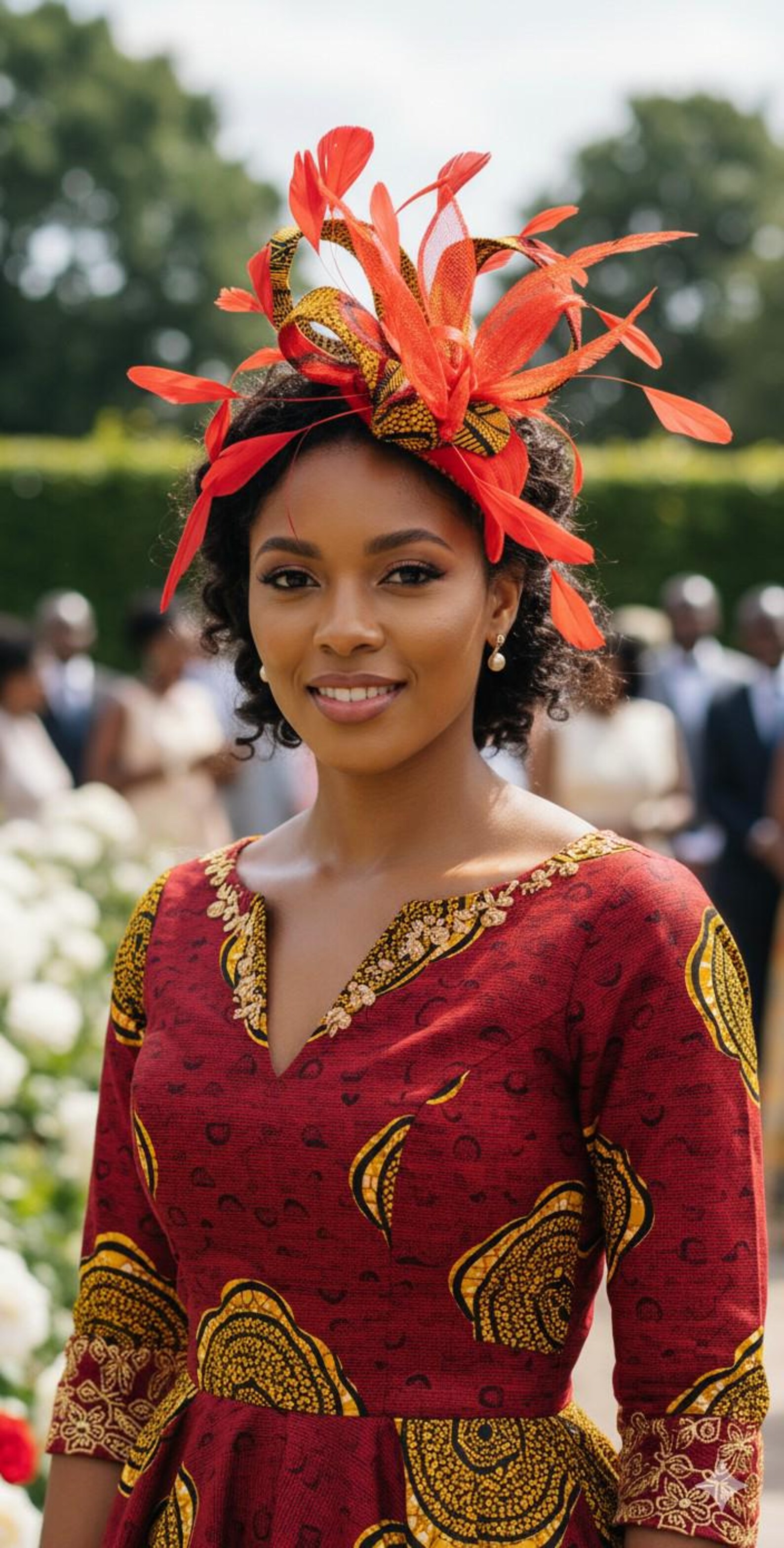 African Print Feather Fascinator: Red Occasion Headpiece - Etsy