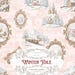 Winter Toile: Pink Christmas Seamless Pattern Vintage Digital Paper ...