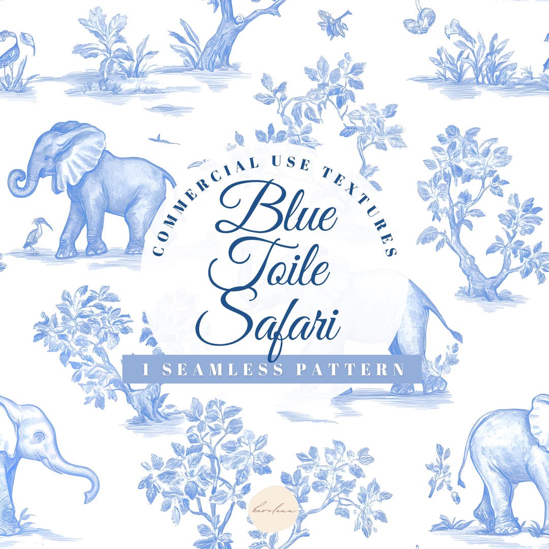 Blue Toile Safari De Jouy Digital Paper Chinoiserie Vintage French ...