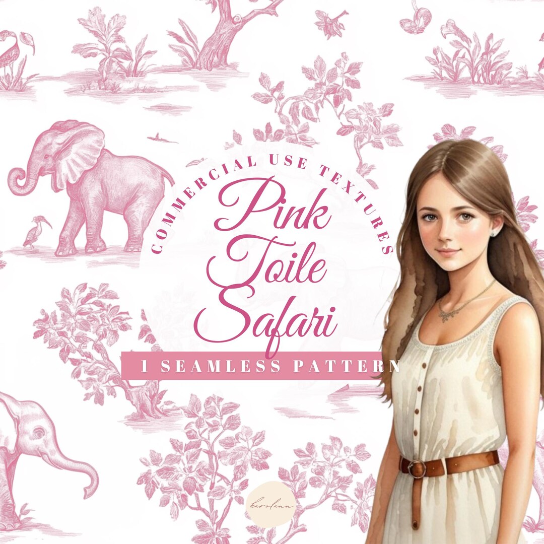 Pink Toile Safari De Jouy Digital Paper Chinoiserie Vintage French ...