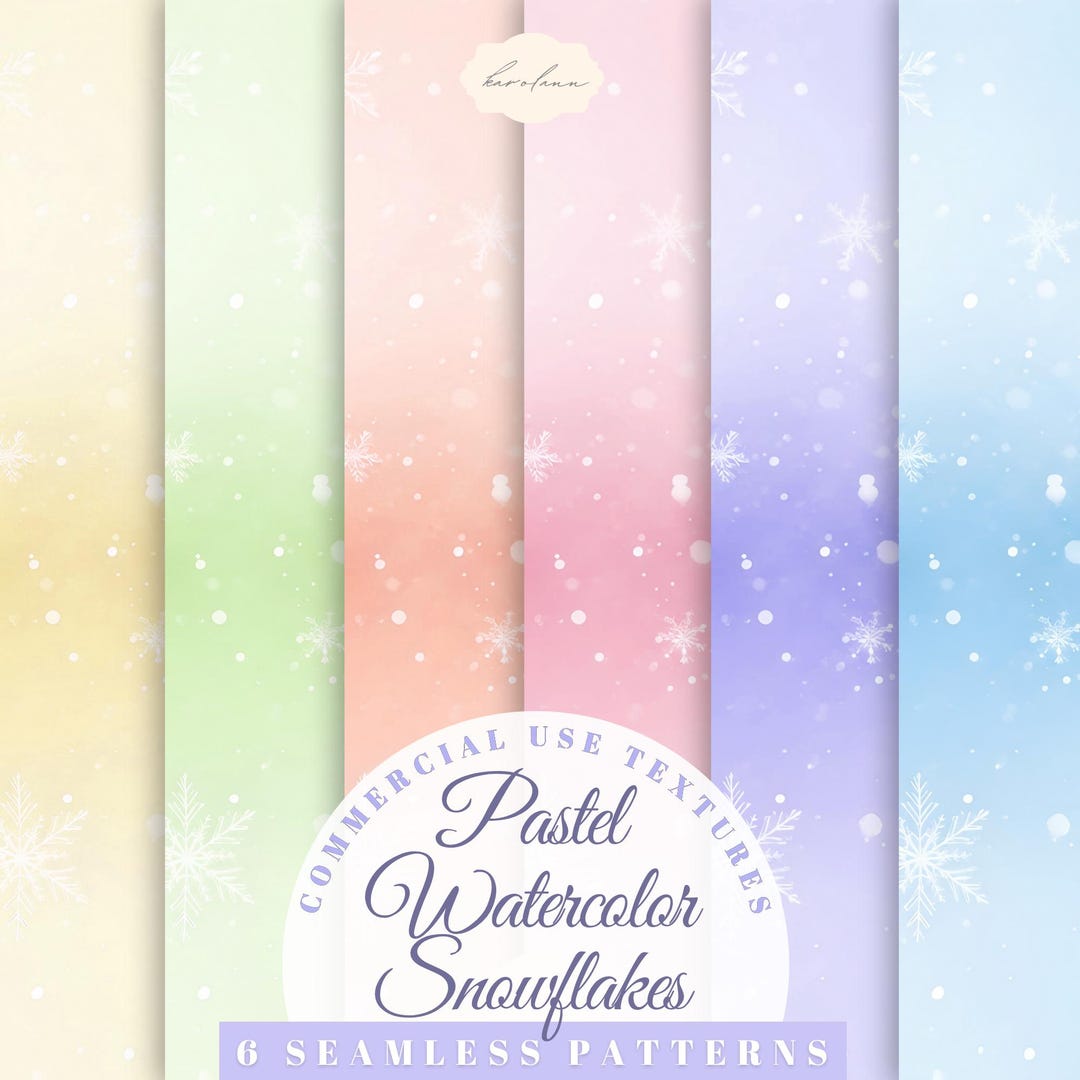 Pastel Watercolor Snowflakes: Seamless Pattern Winter Christmas Holiday ...
