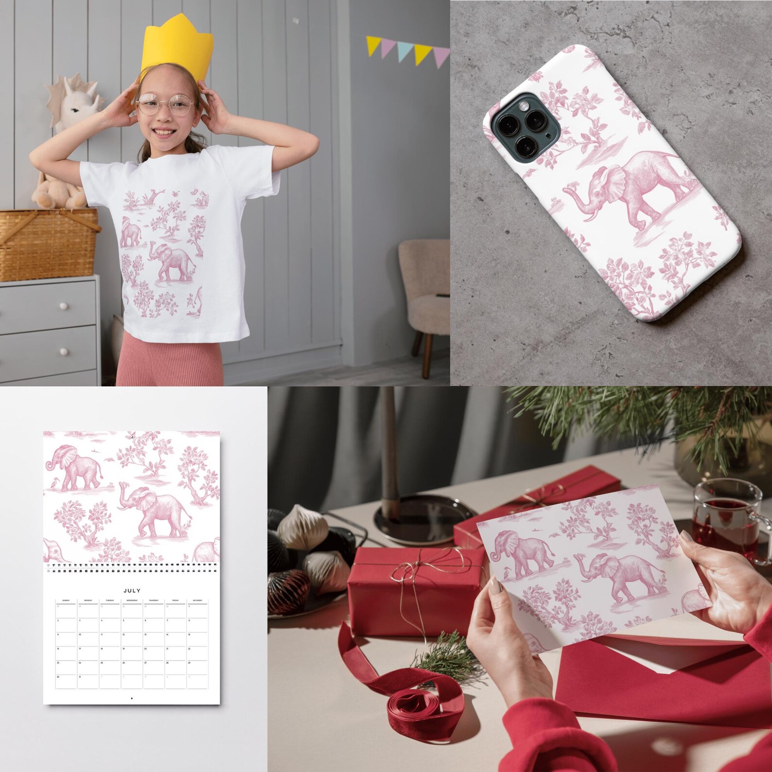 Pink Toile Safari De Jouy Digital Paper Chinoiserie Vintage French ...