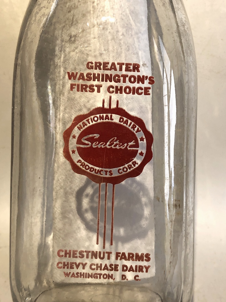 Vintage Sealtest Milk Bottle: Chevy Chase Dairy, Red Pyroglaze Quart ...