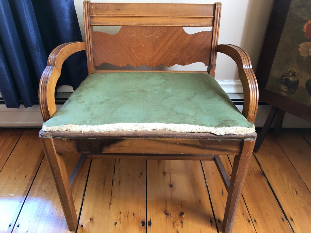 Vintage Stanley Chair Wood Hand Made Hand Carved With Chair Pad Accent ...