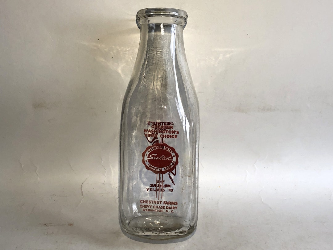 Vintage Sealtest Milk Bottle: Chevy Chase Dairy, Red Pyroglaze Quart ...