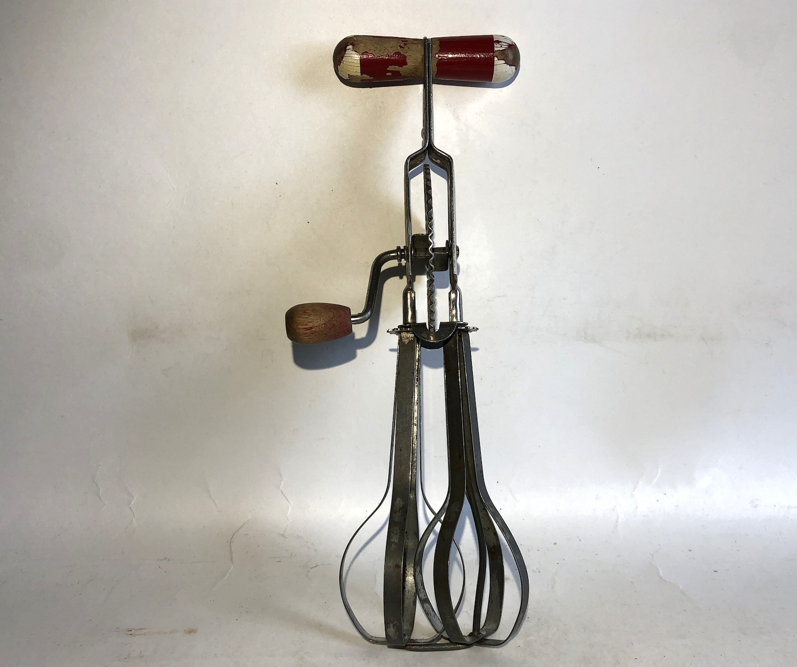 Vintage EKCO Hand Mixer Stainless Steel 1940s Red Handled Rotary Drive ...