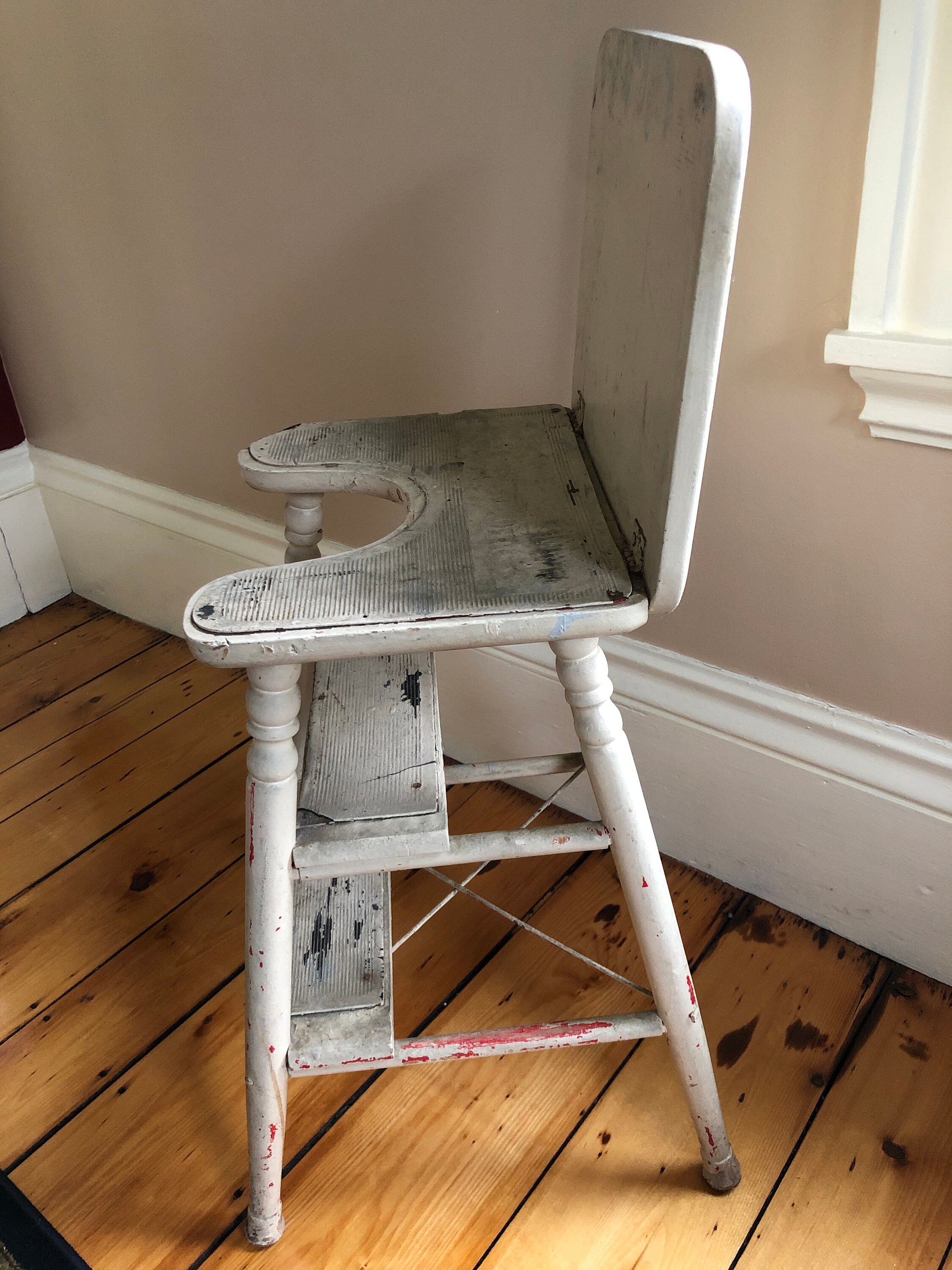 Vintage Wooden 2-step Stool Chair Offwhite Mid-century Better - Etsy