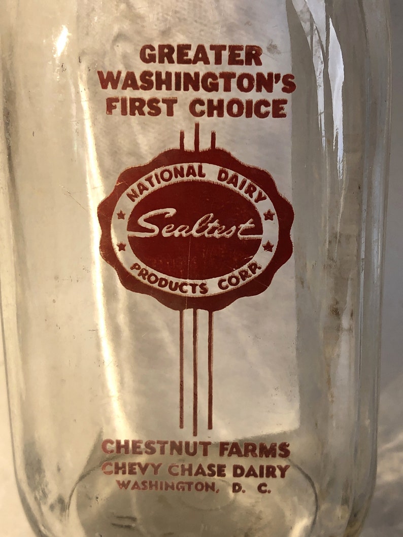 Vintage Sealtest Milk Bottle: Chevy Chase Dairy, Red Pyroglaze Quart ...