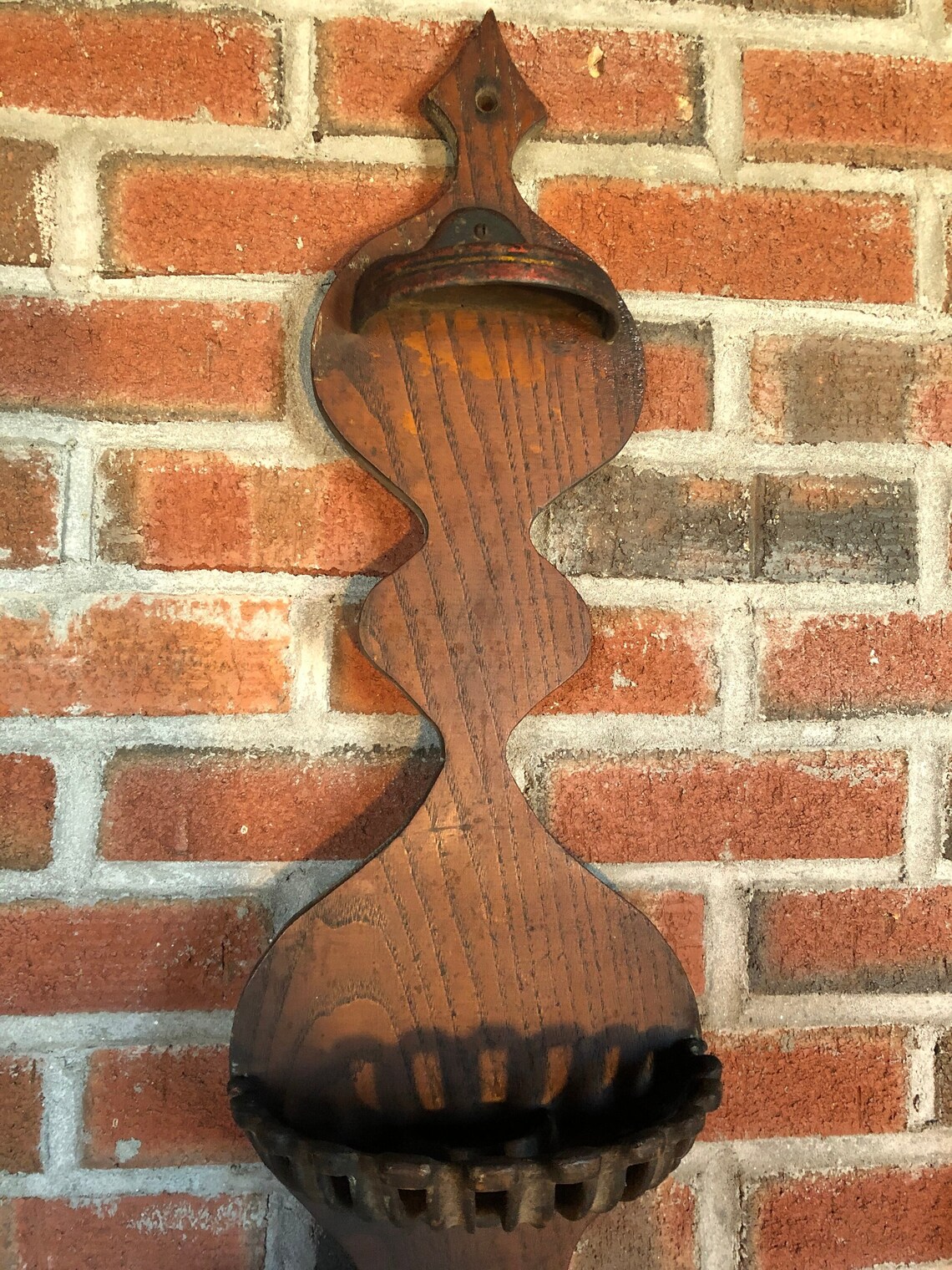 Antique Handmade Wooden Wall Display Cast Iron Shelf Primitive Rustic ...